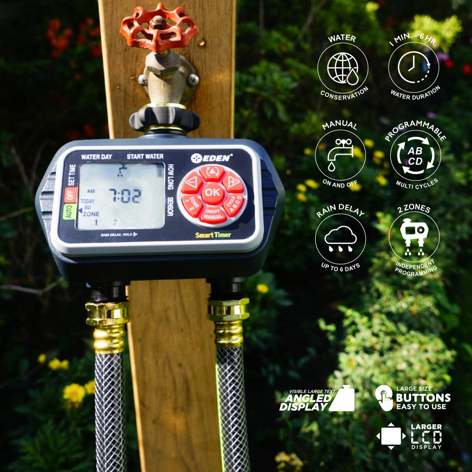 2-Zone Digital Programmable Water Timer - Eden Garden