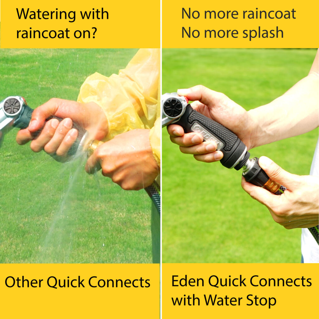 Premium Aluminum Garden Hose Quick Connect with Water Stop Set - Eden ...
