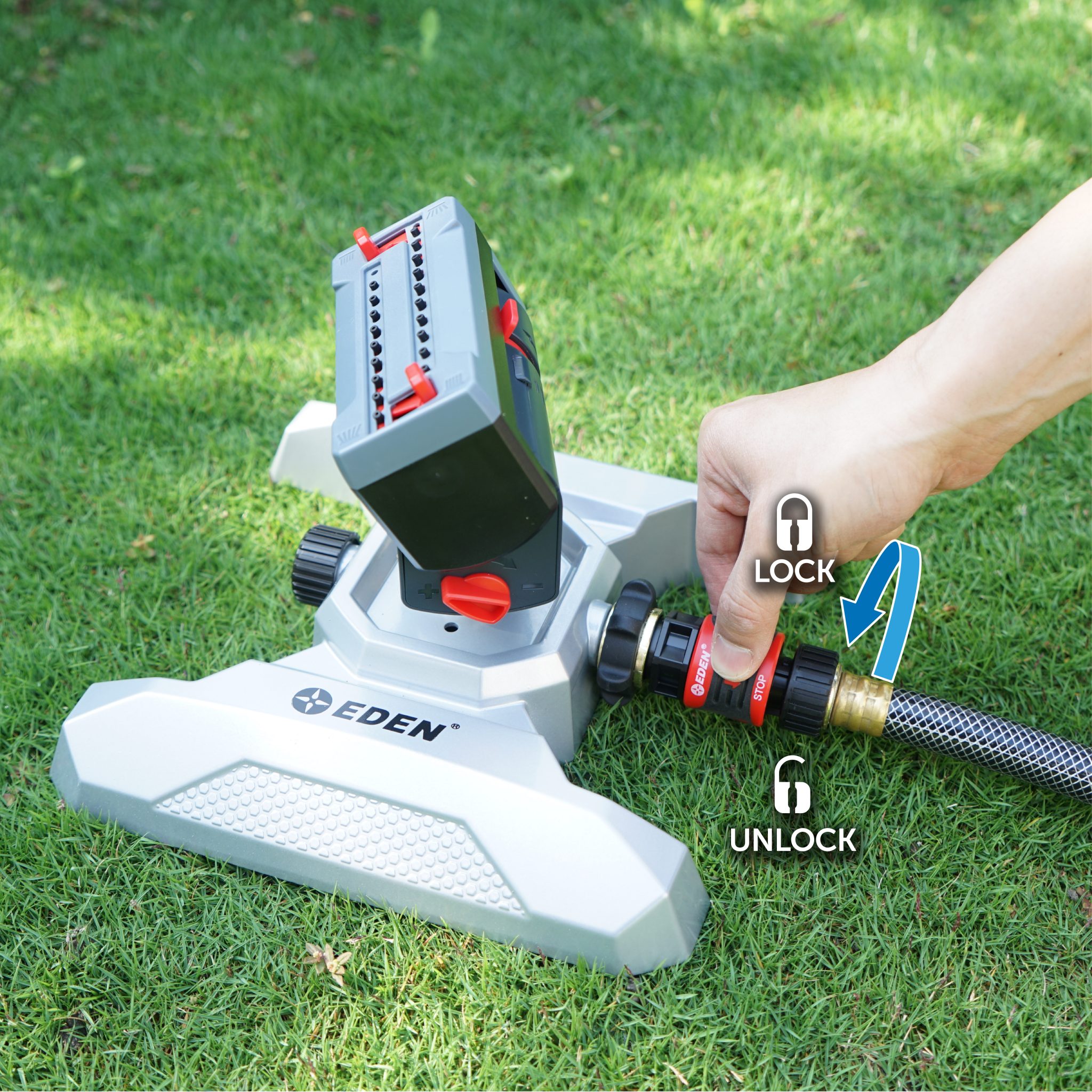 Metal Adjustable 4-Way Mini Turbo Oscillating Sprinkler - Edengarden.com