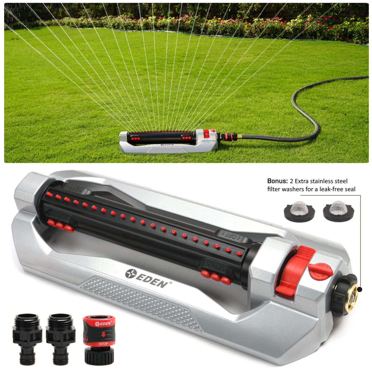 Multi-Adjustable Spike Sprinkler with Extension Set - Eden Garden