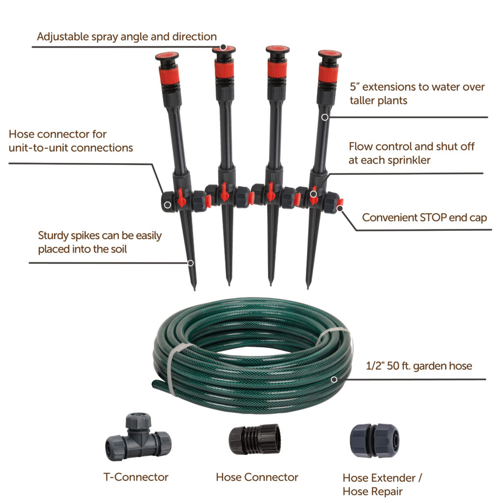 Flex Design Sprinkler Set with Hose Mender - Eden Garden