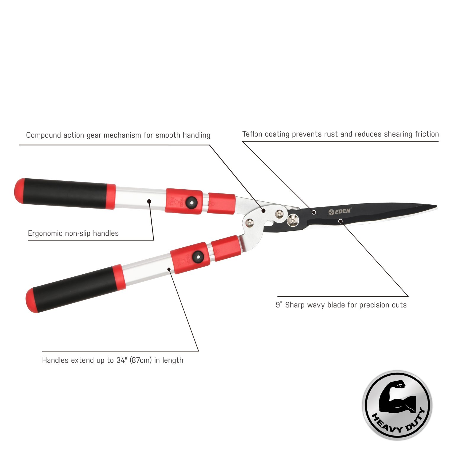 Extendable Hedge Shears with Wavy Blade - Eden Garden
