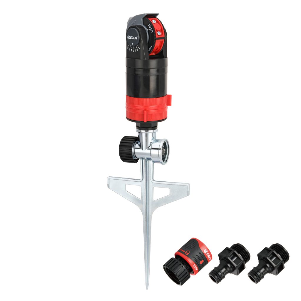 Multi-Pattern Sprinkler Plus Misting System with Step Spike - Eden Garden