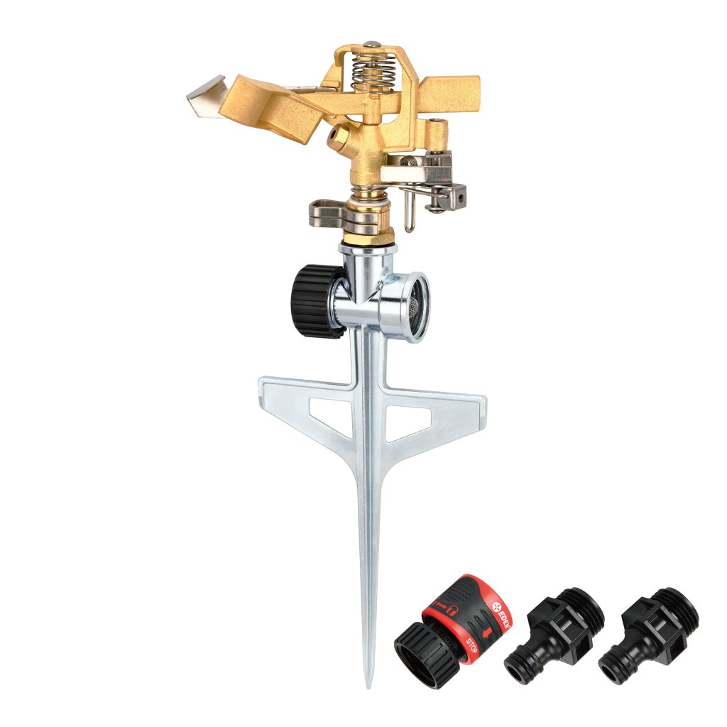 Brass Impulse Sprinkler with Step Spike - Eden Garden