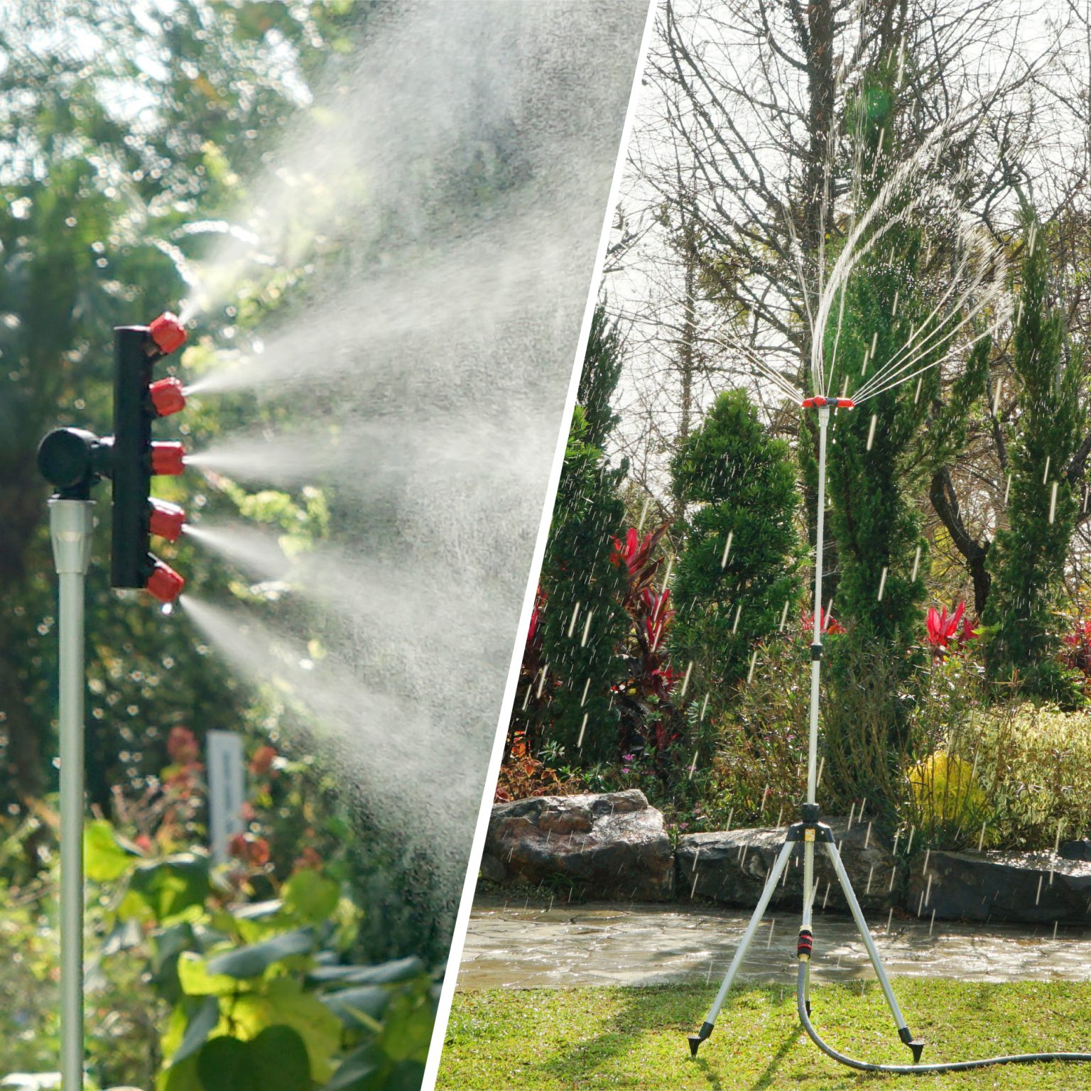Misting and Revolving Sprinklers with Telescoping Tripod - Eden Garden