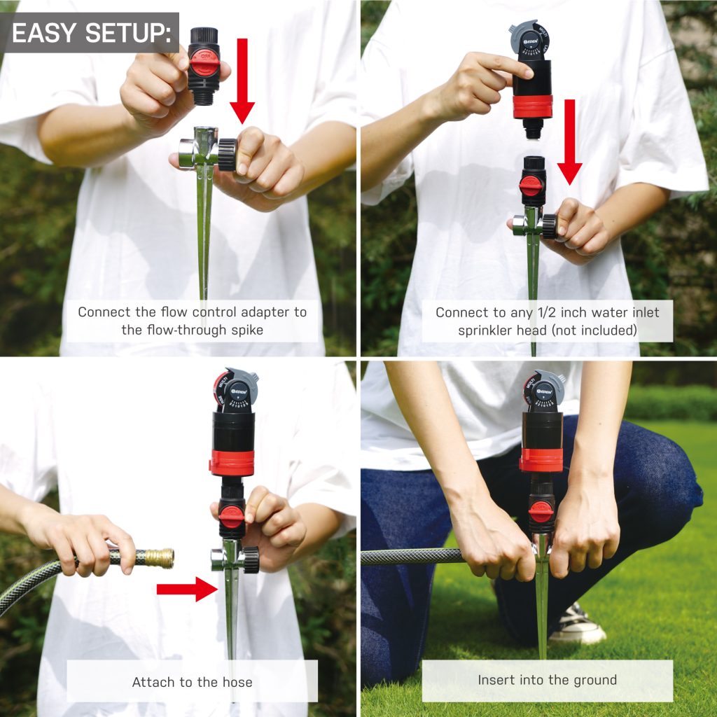 ½ Inch Zinc Flow-Through Lawn Sprinkler Spike Base (3-Pack) - Eden Garden