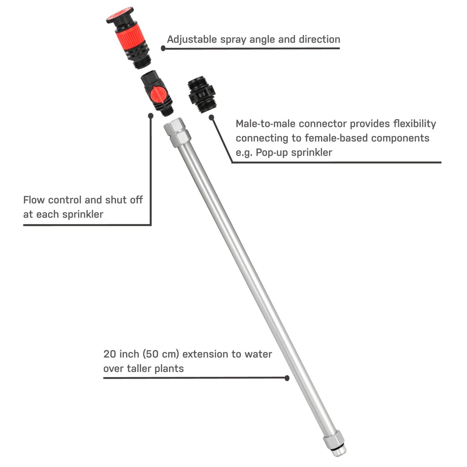 12-Piece Multi-Adjustable Sprinkler with Metal Extension Set - Eden Garden
